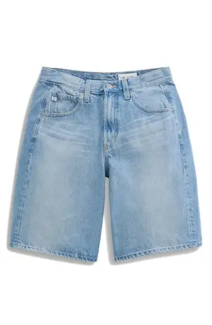 Ag Hattie High-waist Barrel Denim Bermuda Shorts