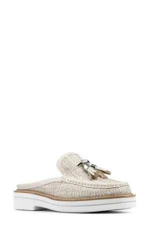DONALD PLINER Tassel Mule With Memory Foam Cushioning - Beige/silver