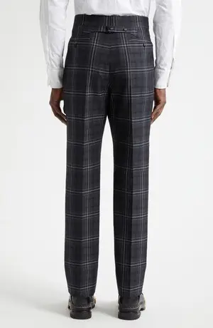 Thom Browne Plaid Wool Backstrap Trousers - Black