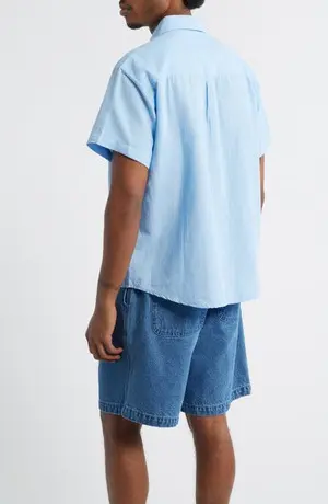 Obey Barry Stripe Short Sleeve Button-up Shirt - Sky Blue Multi