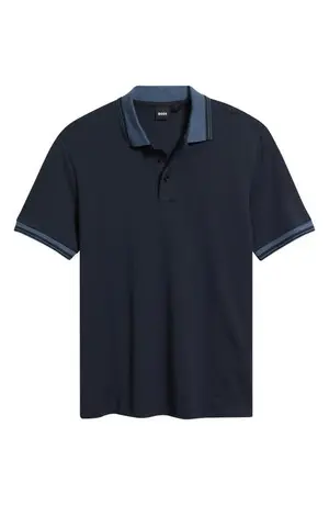 BOSS Parlay Tipped Cotton Polo - Dark Blue