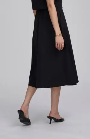 ELLE COLLECTION High-waist Midi Skirt - Black