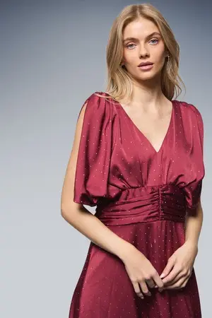 OASIS Hotfix Detail Ruched Bodice Midi Dress