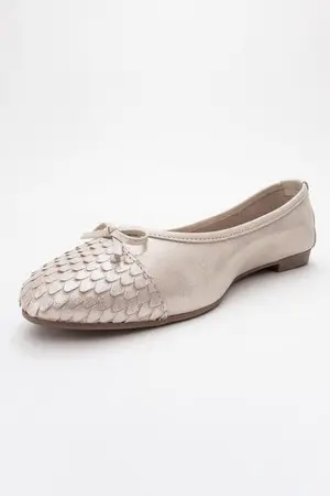 FOREVER & ALWAYS SHOES Copos Leather Ballet Flats - Beige