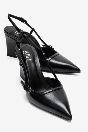 PROLOGUE SHOES Celia Pointed Toe Wedge Pump - Black
