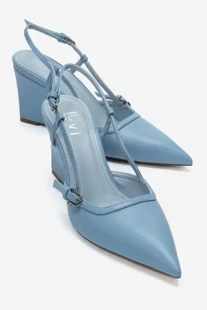 PROLOGUE SHOES Celia Pointed Toe Wedge Pump - Blue