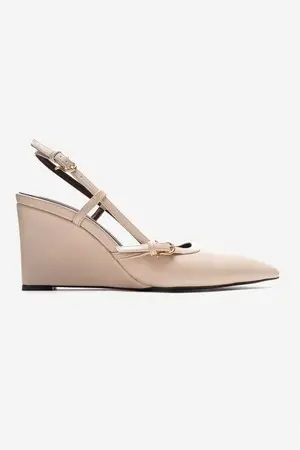 PROLOGUE SHOES Celia Pointed Toe Wedge Pump - Ecru