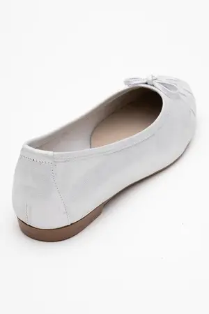 FOREVER & ALWAYS SHOES Nopos Leather Cap-toe Ballet Flat - White
