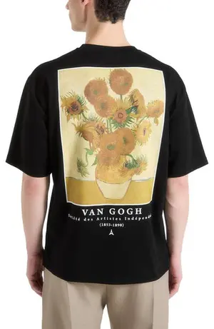 Manière De Voir Sunflowers Van Gogh Cotton T-shirt - Black