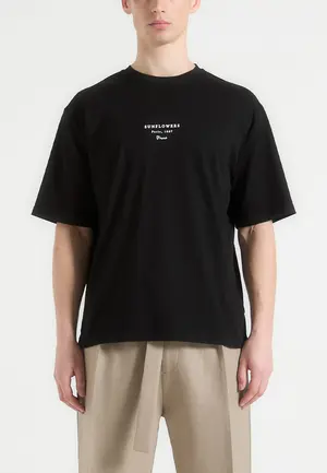 Manière De Voir Sunflowers Van Gogh Cotton T-shirt - Black