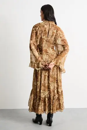 WAREHOUSE Chiffon Sleeve Midaxi Dress