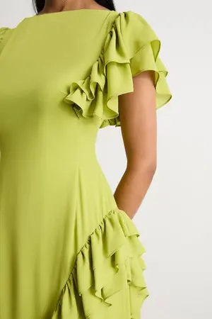 WAREHOUSE Side Split Ruffle Detail Maxi Dress