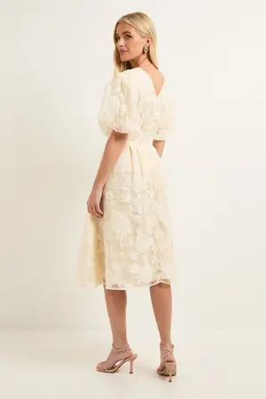 WALLIS Floral Puff Sleeve Midi Dress