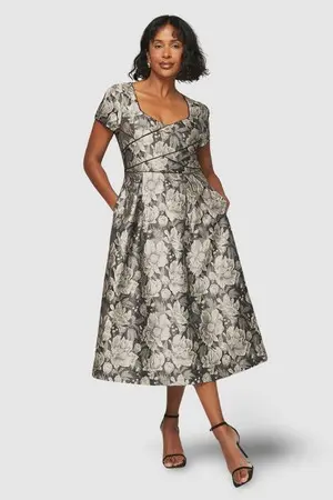 WALLIS Jacquard Seam Detail Midi Dress