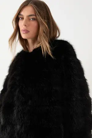 MISSPAP Paneled Faux Fur Coat