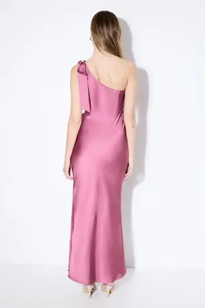 MISSPAP Asymmetric Bridesmaid Dress With Bow Detail