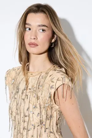 MISSPAP Embellished Beaded Mini Dress