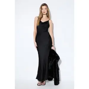 MISSPAP Premium Satin Bow Dress - Black