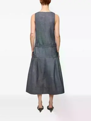 GANNI Wool Melange Drop-waist Dress - Grey