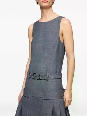 GANNI Wool Melange Drop-waist Dress - Grey