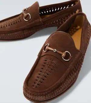 Gucci Bamboo Horsebit Woven Loafers - Brown