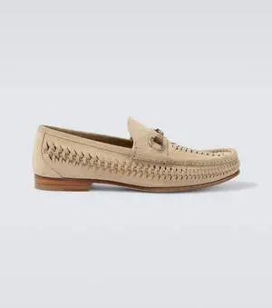 Gucci Horsebit 1953 Woven Suede Loafers - Beige