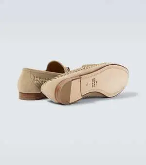 Gucci Horsebit 1953 Woven Suede Loafers - Beige