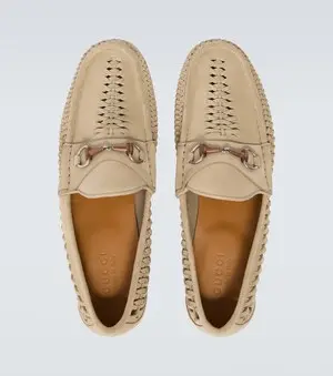 Gucci Horsebit 1953 Woven Suede Loafers - Beige