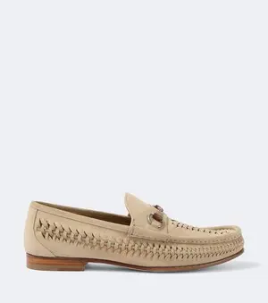 Gucci Horsebit 1953 Woven Suede Loafers - Beige