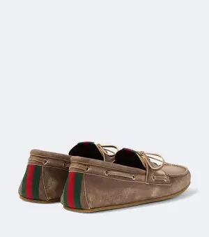 Gucci Web Stripe Leather Boat Shoes