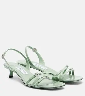 JIMMY CHOO JIMMY CHOO Kaira Patent Leather Slingback Sandals Green