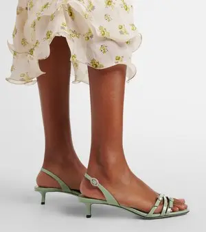 JIMMY CHOO Kaira Patent Leather Slingback Sandals - Green