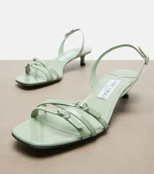 JIMMY CHOO Kaira Patent Leather Slingback Sandals - Green