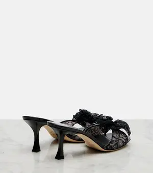 JIMMY CHOO Skye Corsage Floral-appliqué Lace Mules