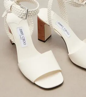 JIMMY CHOO Rori Braided Leather Sandals - White