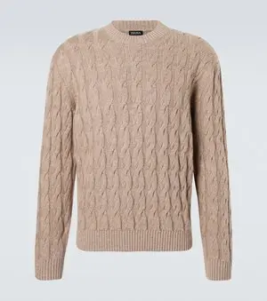 Zegna Cable-knit Linen, Cashmere, And Silk Sweater - Beige