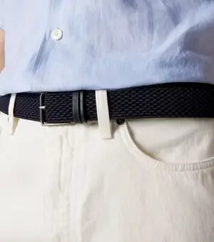 Zegna Braided Leather-trimmed Belt - Blue