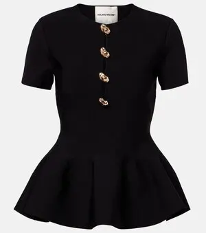 Roland Mouret Embellished Peplum Top - Black