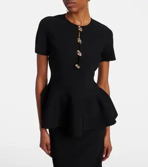 Roland Mouret Embellished Peplum Top