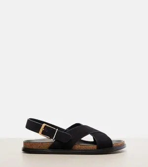 THE ROW Suede Buckle Sandals