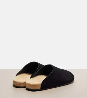 THE ROW Hudson Two Suede Mules - Black