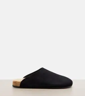 THE ROW Hudson Two Suede Mules - Black
