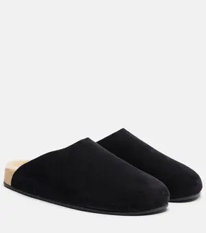 THE ROW Hudson Two Suede Mules - Black