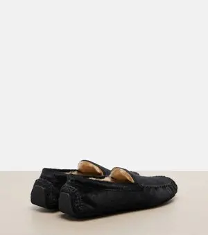 THE ROW Lucca Calf Hair Loafers - Black