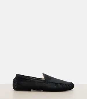 THE ROW Lucca Calf Hair Loafers - Black