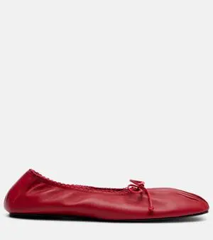 Magda Butrym Bow-detail Leather Ballet Flats - Red