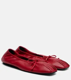 Magda Butrym Bow-detail Leather Ballet Flats - Red
