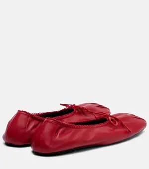 Magda Butrym Bow-detail Leather Ballet Flats - Red