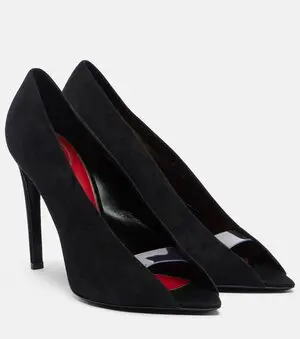 Valentino Garavani Suede Peep-toe Pumps - Black