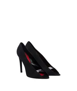 Valentino Garavani Révélé Suede Peep-toe Pumps - Black